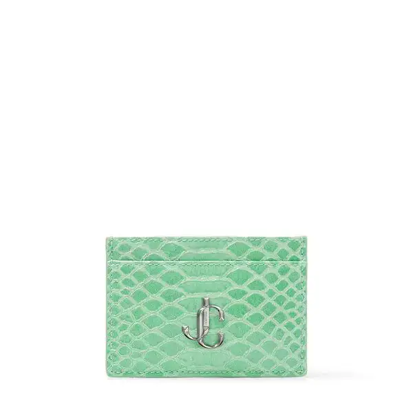 Jimmy Choo Umika Miami Mint Gel Snake Printed Leather Card Holder